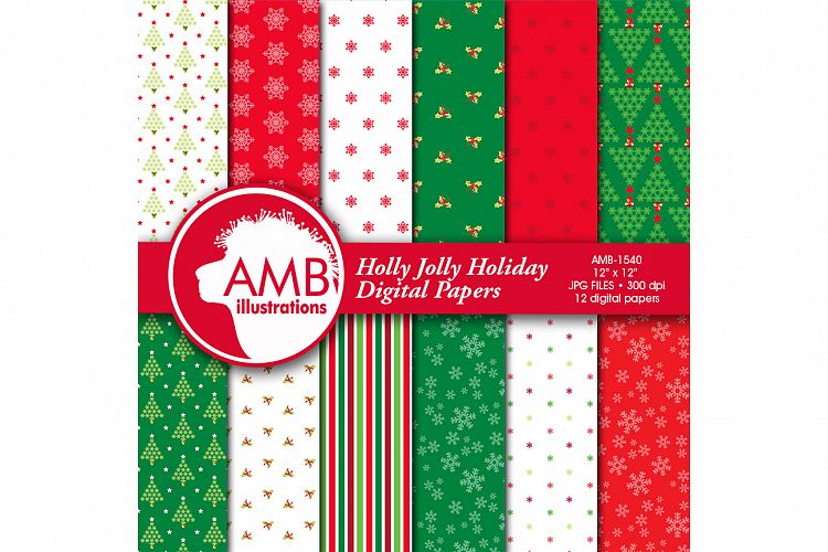 Traditional Christmas digital paper, Ho | Design Bundles