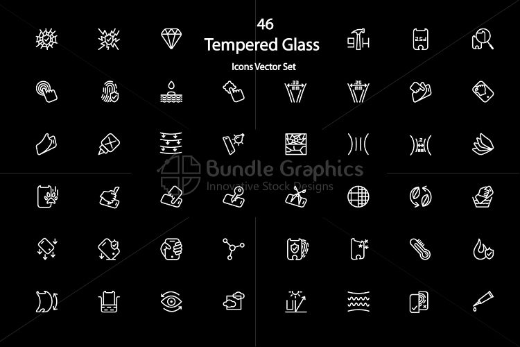 Mobile Tempered Glass Features Icons Se | Design Bundles